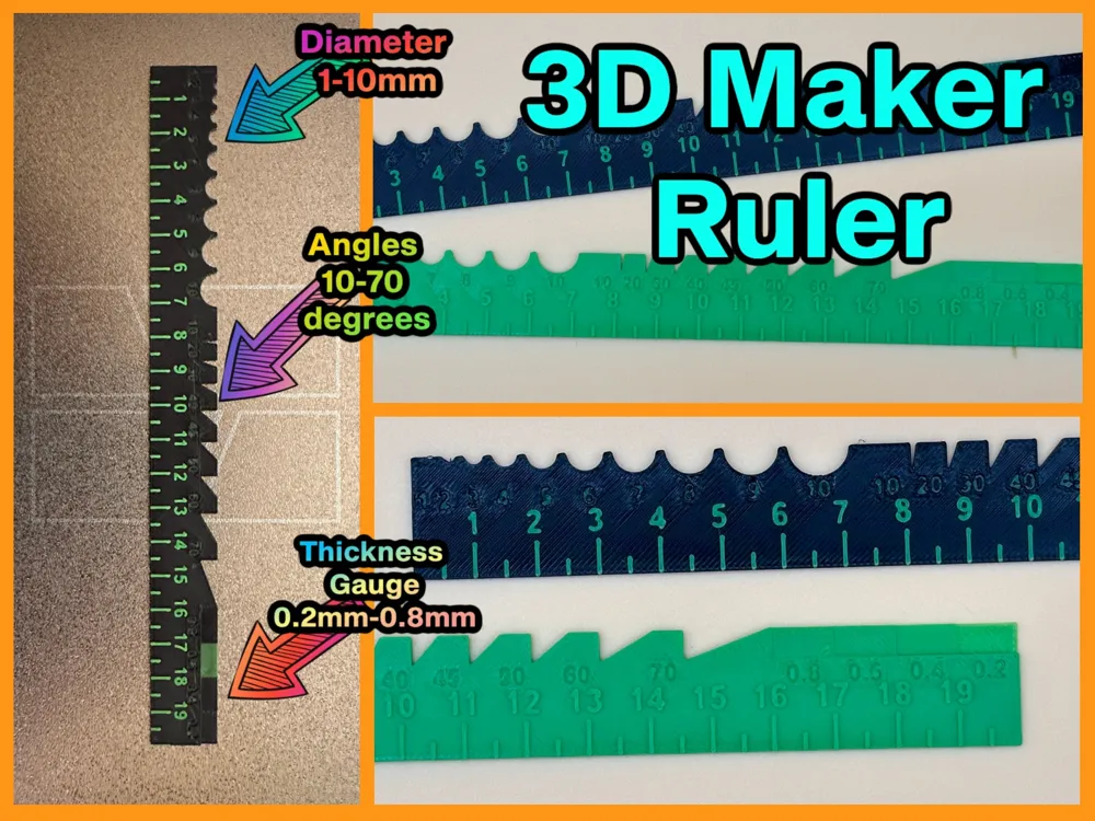 3D Makers Ruler - 20 Centimetres - 20 Minute print by Eternity Labs ...