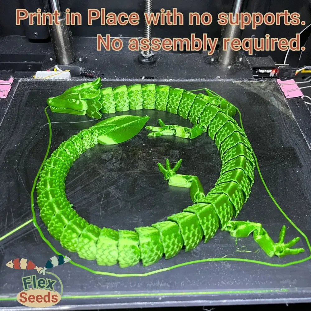 Flexi Leaf Dragon(Print-in-place) by 3D Flexseeds - MakerWorld