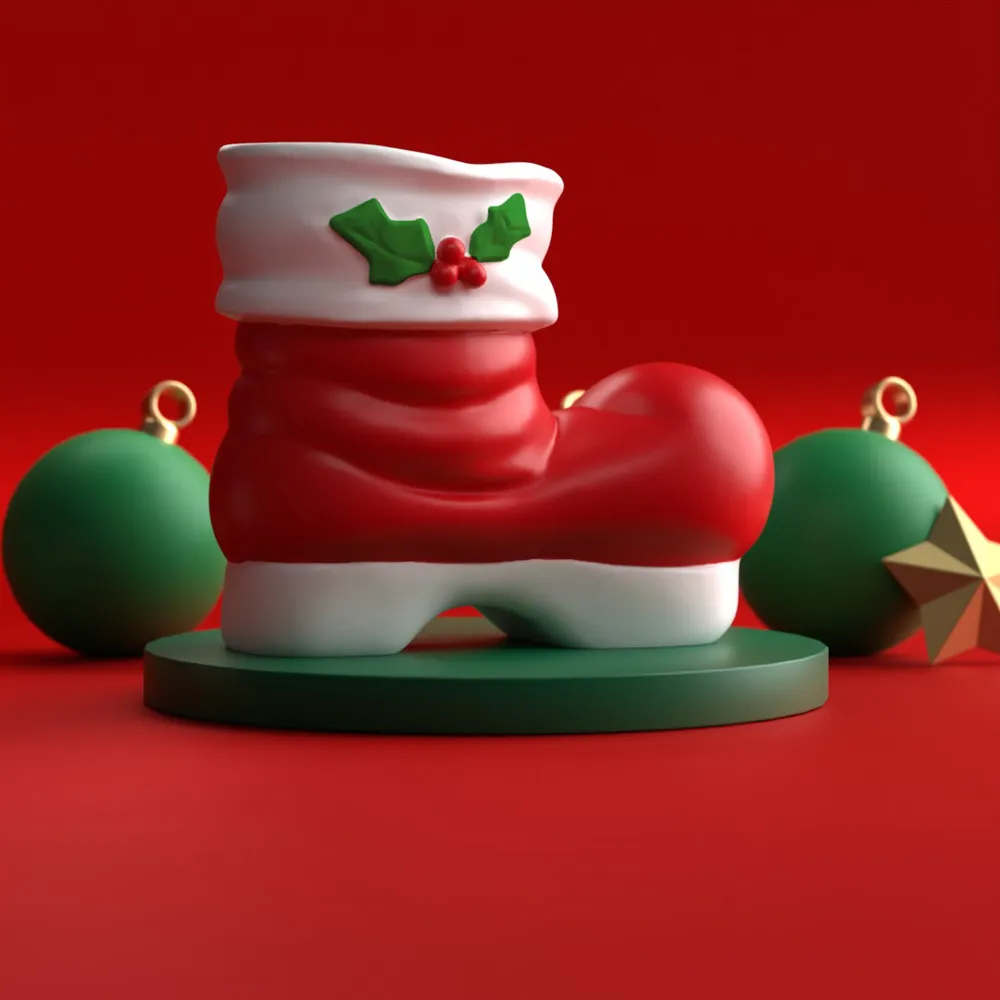 Santa Claus Boot Candy Cane Holder Bowl Christmas - Free 3D Print Model ...