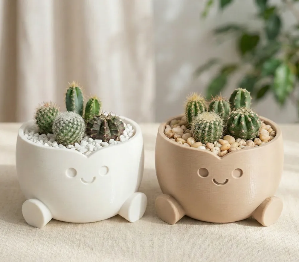 Smiling Planter ♡ - Cute Decor - Free 3D Print Model - MakerWorld
