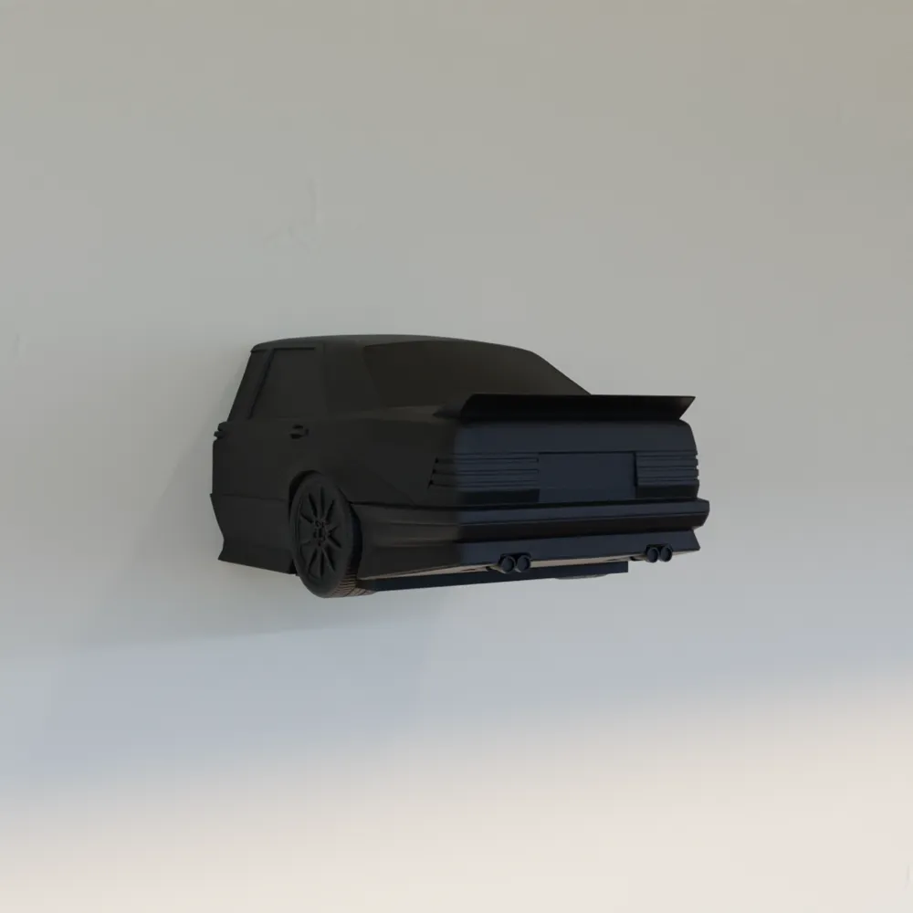 Mercedes Benz 190e Wall Art - Rear View - Free 3D Print Model - MakerWorld