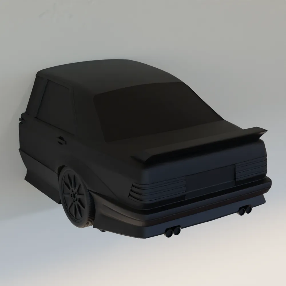 Mercedes Benz 190e Wall Art - Rear View - Free 3D Print Model - MakerWorld