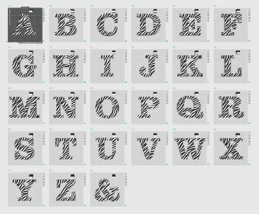 Alphabet Letters A–Z & “&” – Zebra Pattern - Free 3D Print Model ...