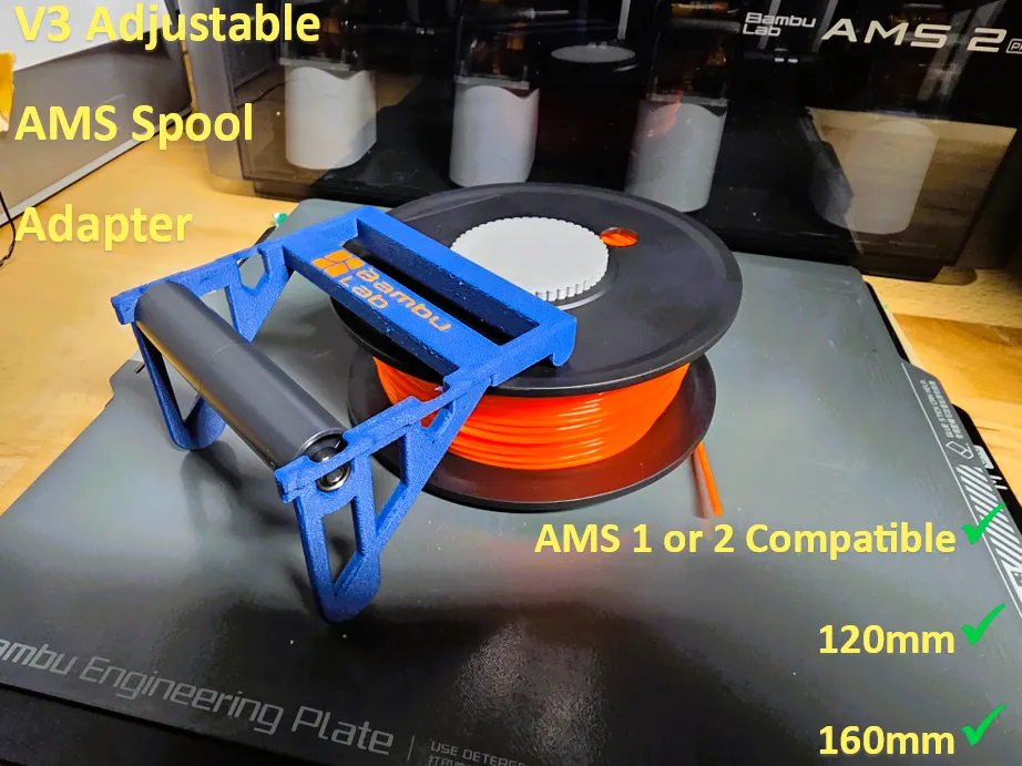 Bambu AMS 1 or 2 - 120mm 160mm Small Spool Adapter - Free 3D Print ...