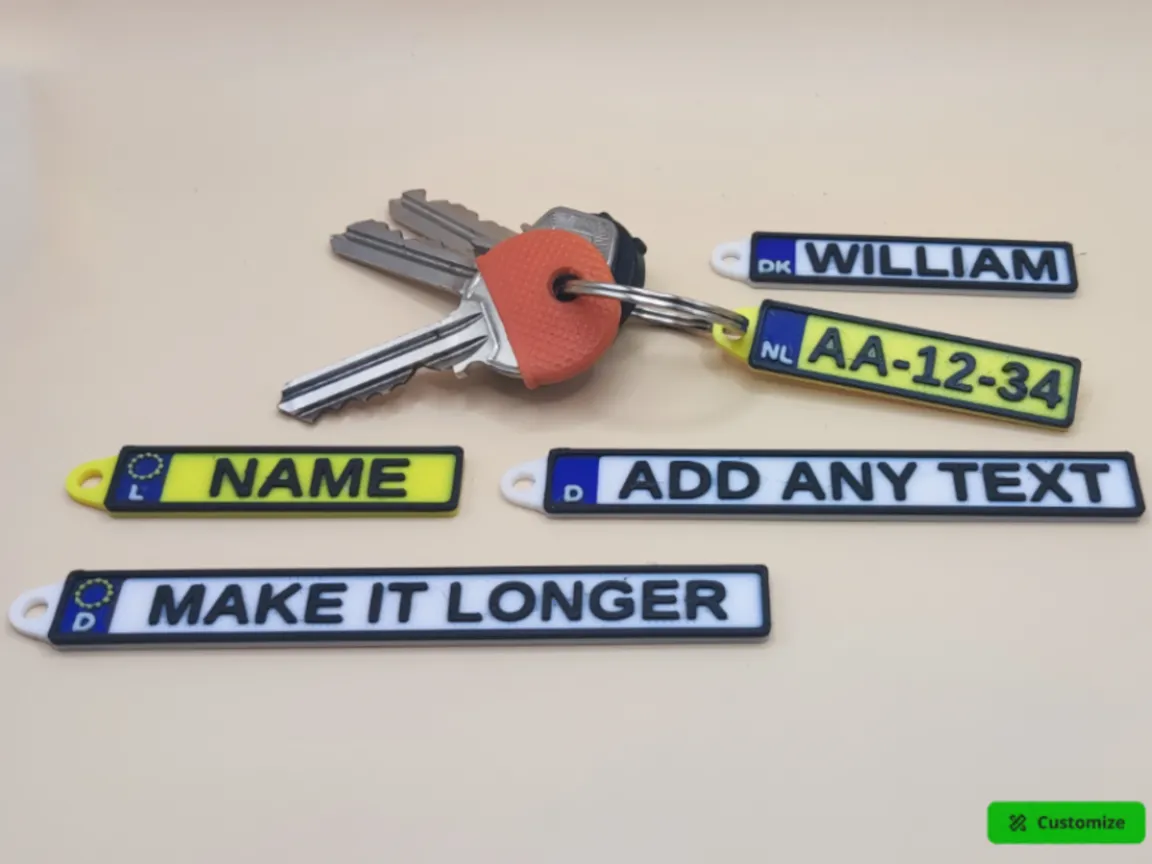 Customizable EU License Plate Keychain - Free 3D Print Model - MakerWorld