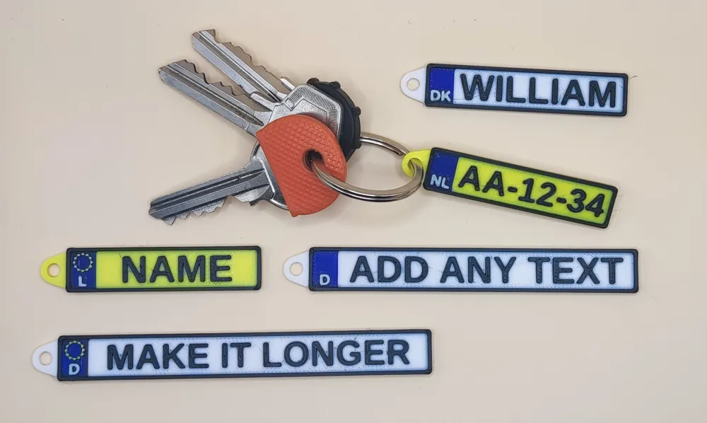 Customizable EU License Plate Keychain - Free 3D Print Model - MakerWorld