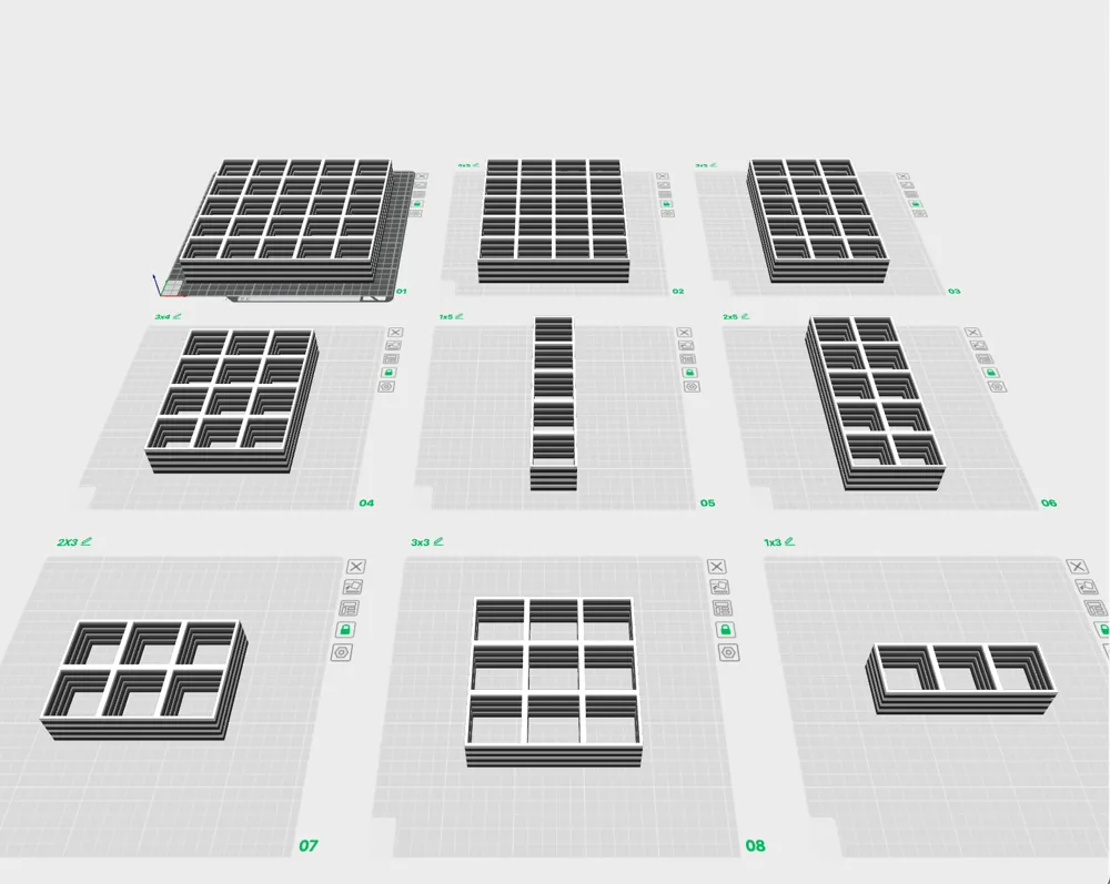 Gridfinity MANY SIZES superlight base stacked 8x Remixed by user ...