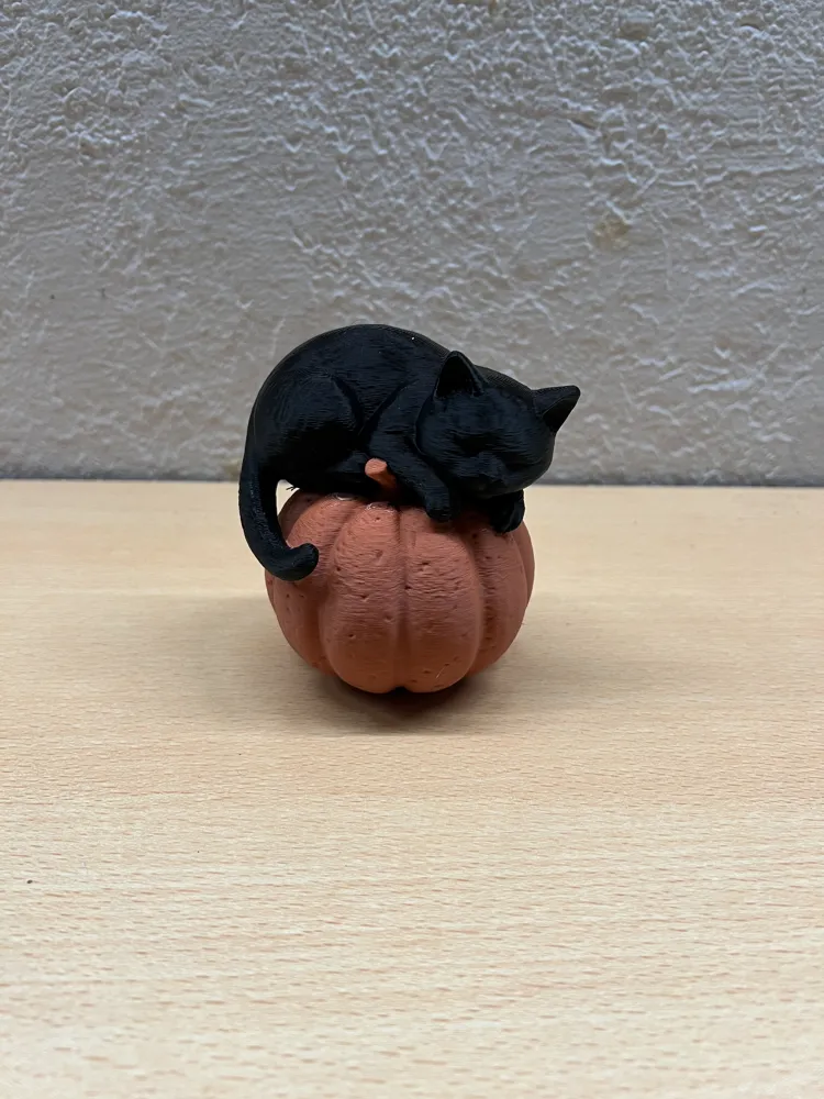 Chat noir & Citrouille | Automne douillet par BK MakerWorld : Téléchargez des Modèles 3D Gratuits