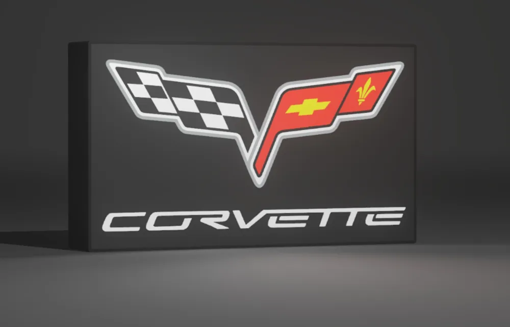 Corvette C5 Emblem Logo Light Box by Galaxy3DPrinting MakerWorld ...
