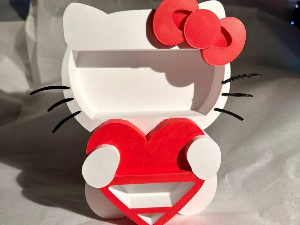 Hello Kitty heart shelf - Free 3D Print Model - MakerWorld