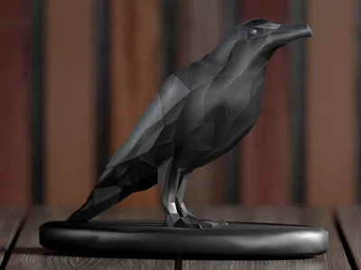 Low Poly Crow Sculpture for Dark Aesthetic Decor by Sculturissimo3D ...