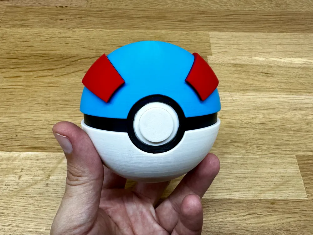 Great Ball - Pokeball - Pokemon - Fully Functional - Free 3D Print ...