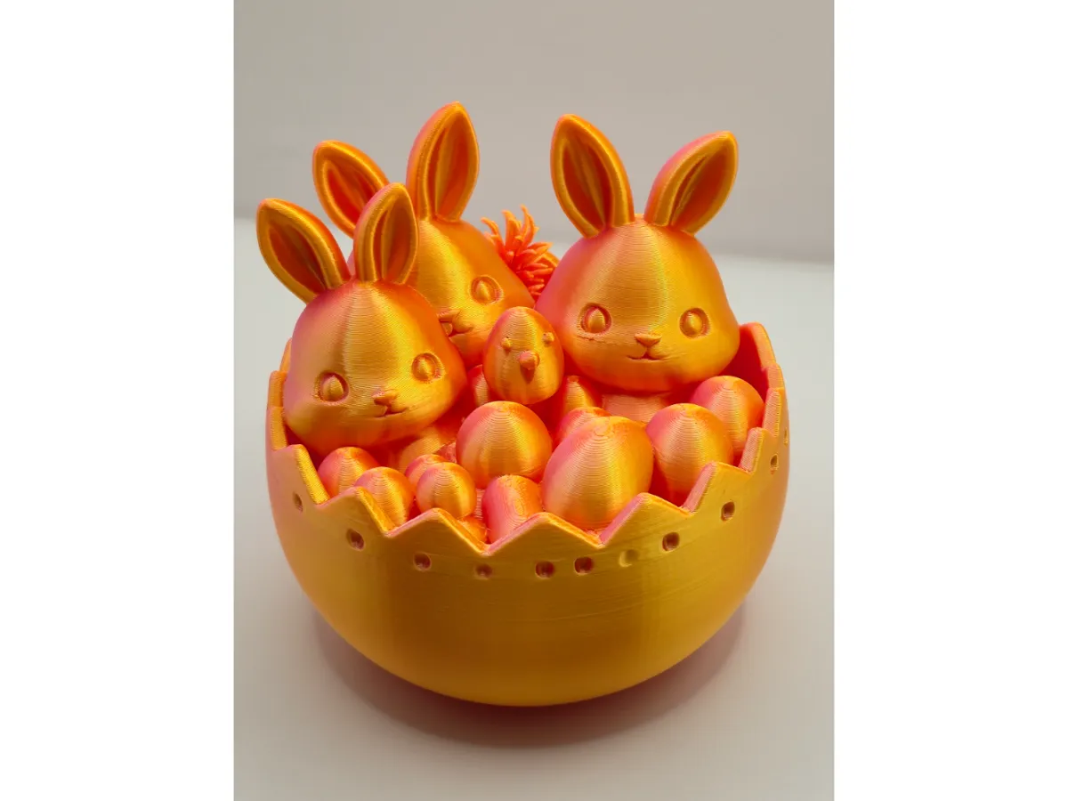 Easter Bunny Egg Basket Cute Spring Decoration - Free 3D Print Model ...