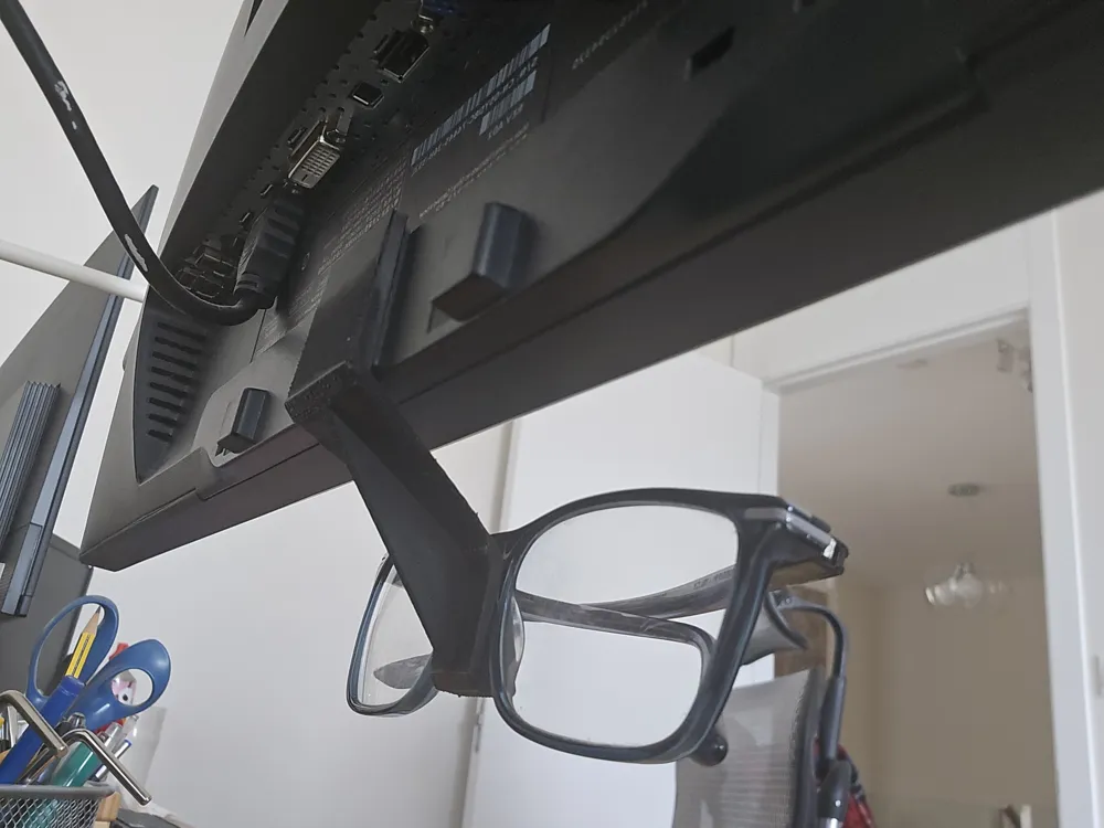 Under-monitor glasses holder - Free 3D Print Model - MakerWorld