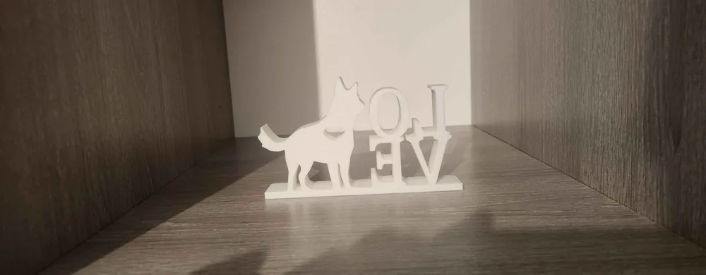 German Shepherd Love Sign - Free 3D Print Model - MakerWorld