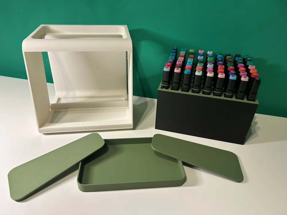 Touch Maker Marker Organizer 63 + Tray - Free 3D Print Model - MakerWorld