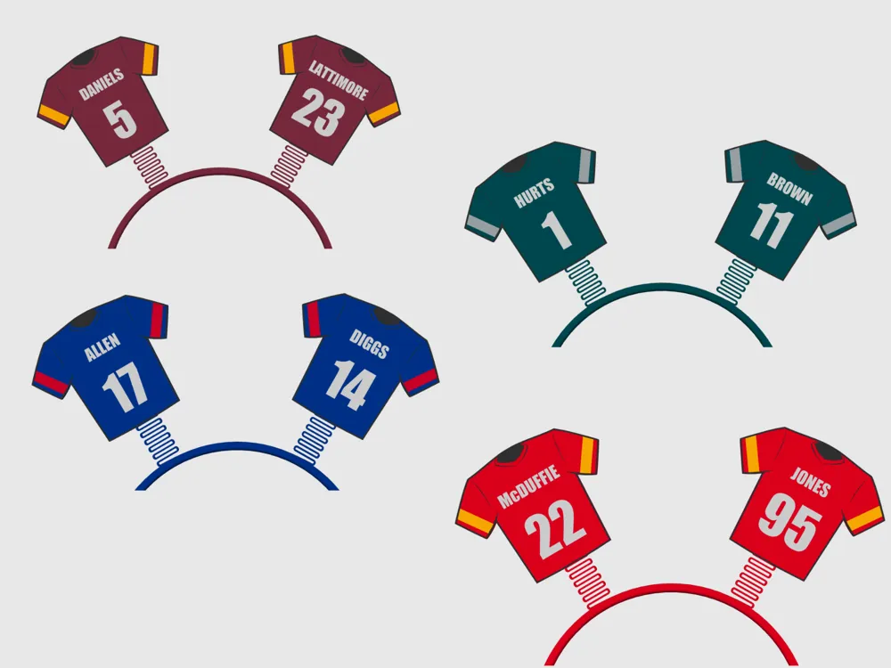 NFL Jersey and Ball Wiggly Headbands - Super Bowl by Terka - MakerWorld