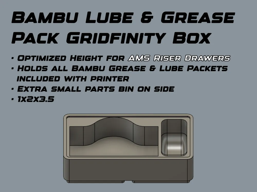 Bambu Lube Packet Gridfinity Box - fits AMS Riser by Redbluefire ...