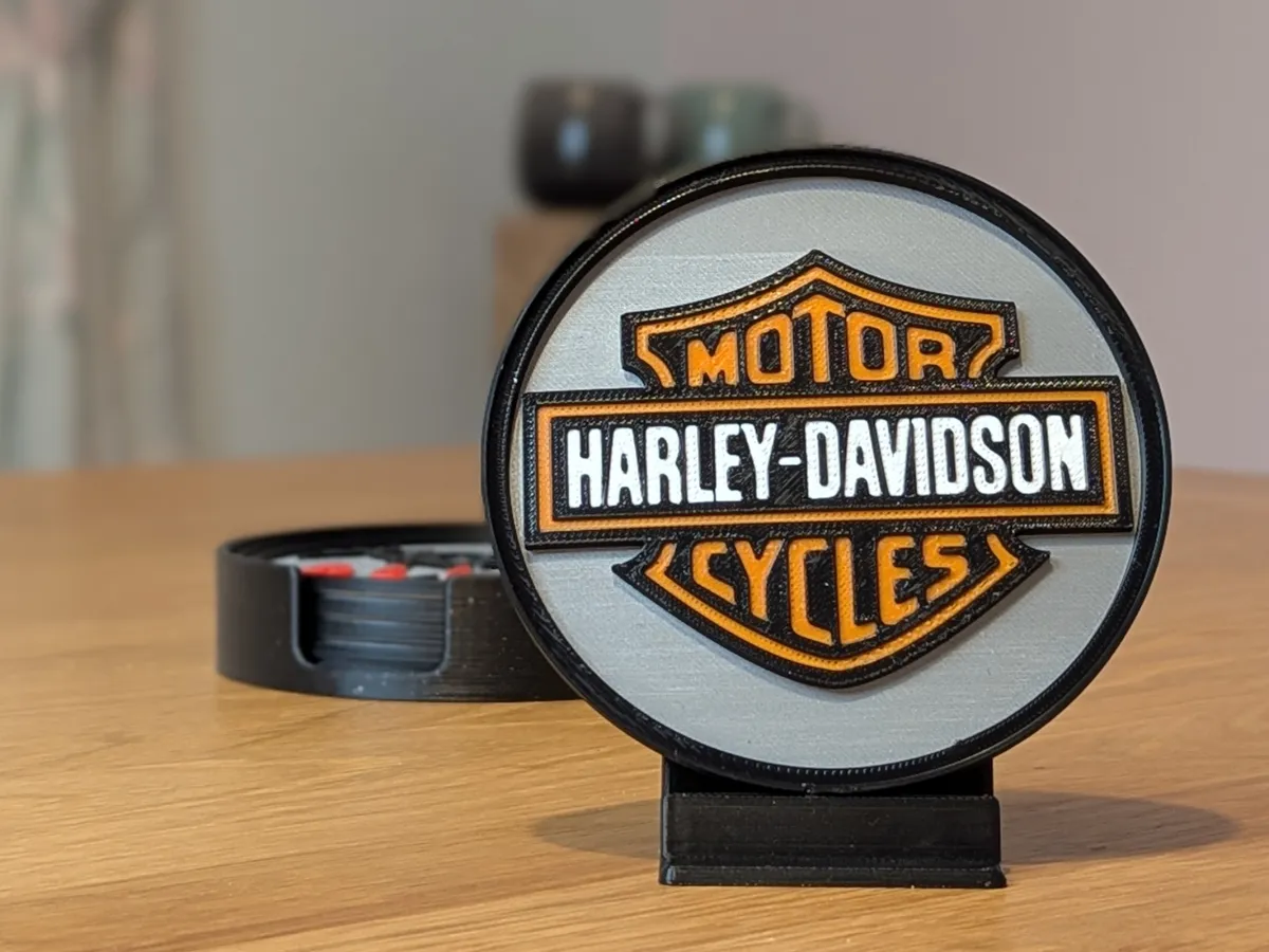 Harley Davidson - 3D stackable Coaster - Free 3D Print Model - MakerWorld