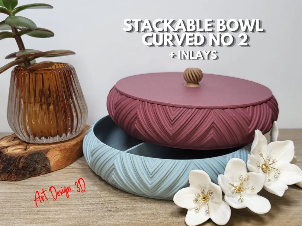 Stackable Bowl Tray - Curved No 2 with Inlays by Art Design. 3D ...