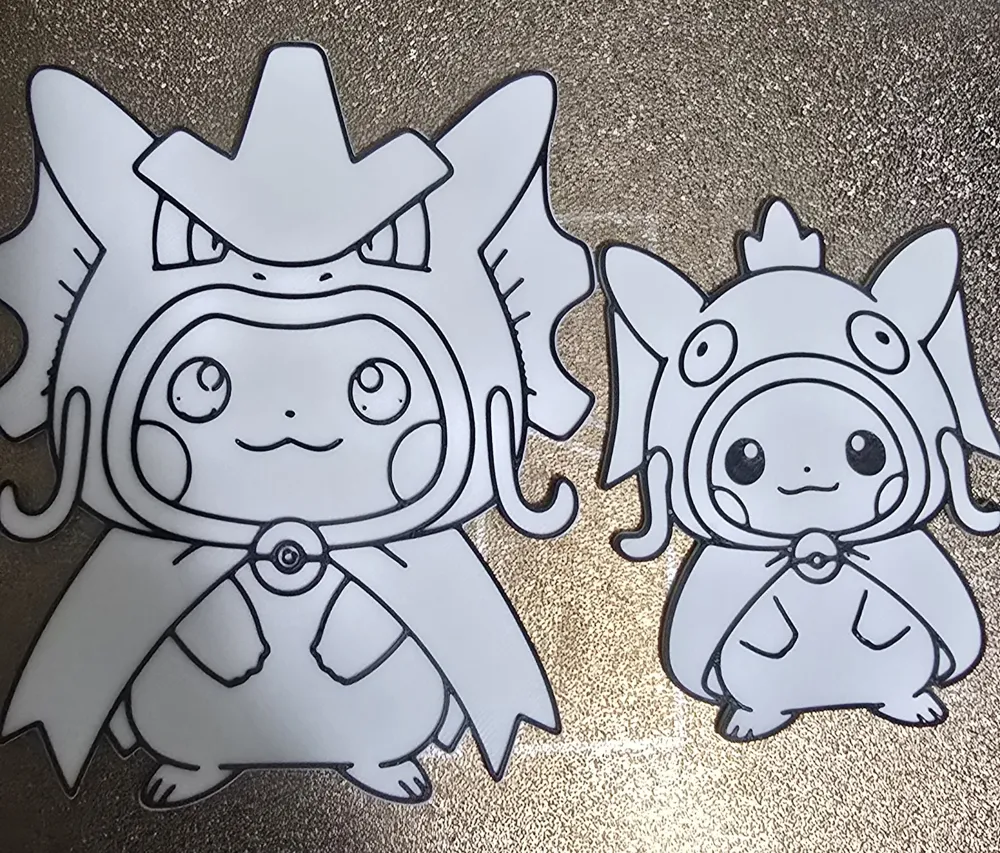 Panneau de coloriage Poncho Pikachu Magikarp - Modèle d'Impression 3D ...