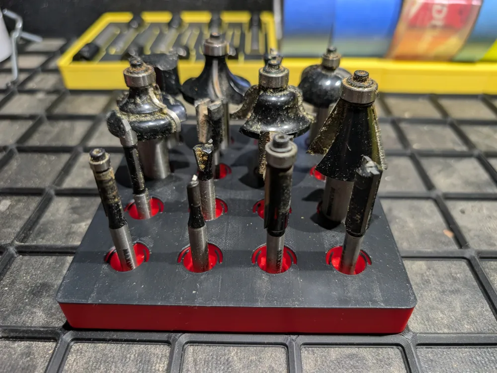 Gridfinity Router Bit Holder - 3x3 - Free 3D Print Model - MakerWorld