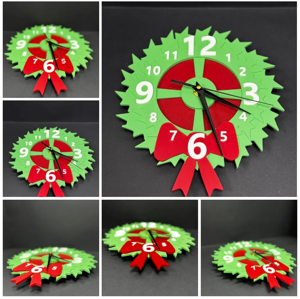 Christmas Wreath Wall Clock no AMS needed by Ireality - MakerWorld