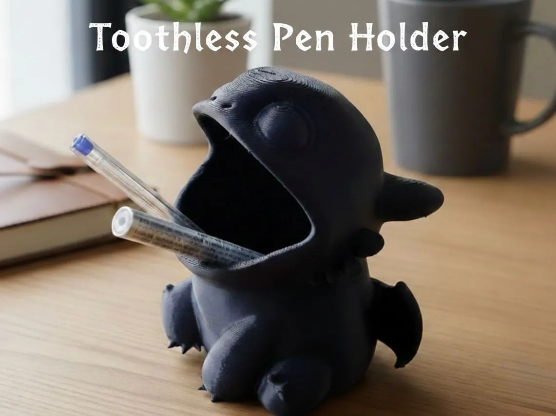 Toothless Pen Holder - Free 3D Print Model - MakerWorld