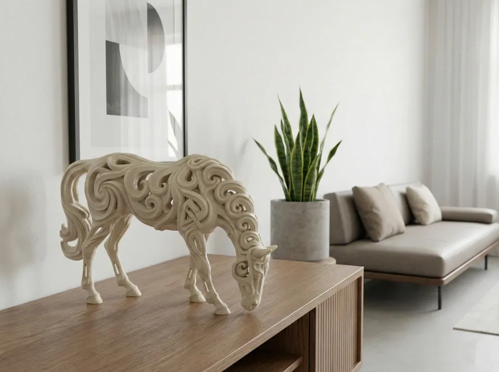 Grazing Horse Sculpture - Free 3D Print Model - MakerWorld