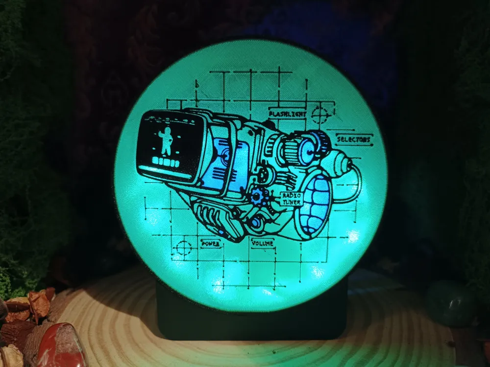 Pip-Boy Blueprint – Lightbox Front - Free 3D Print Model - MakerWorld
