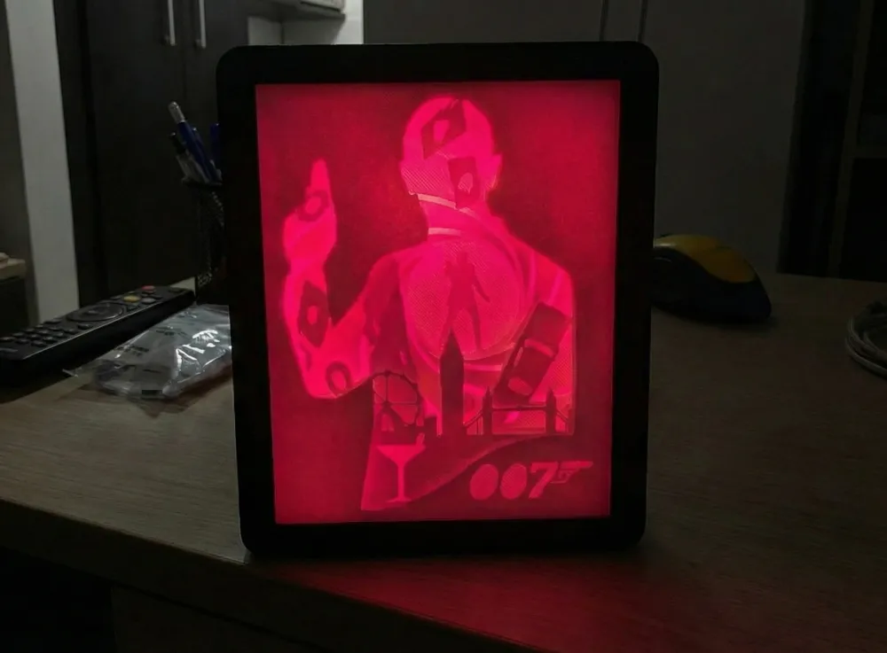 James Bond 007 Lamp with Perspective Effect - Free 3D Print Model ...