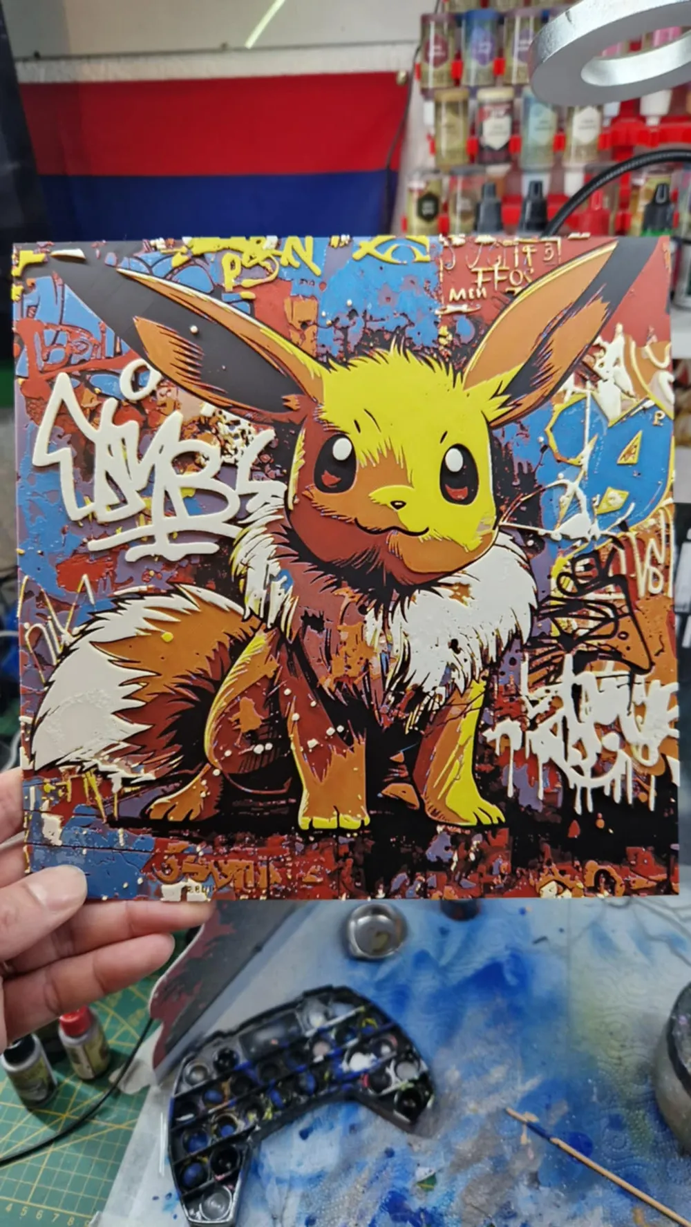 Pokemon Hueforge - Eevee Street Art - Free 3D Print Model - MakerWorld