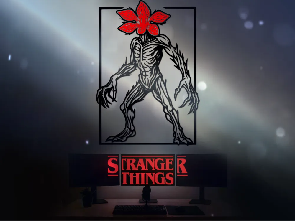 Stranger Things Demogorgon Line Art avec support - Modèle d'Impression ...