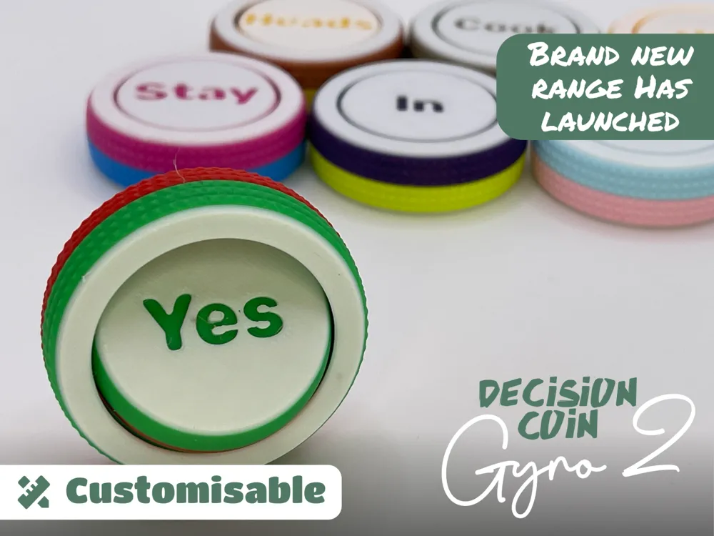 Gyro2 Decision Coin Fidget Spinner [Customisable] - Free 3D Print Model ...
