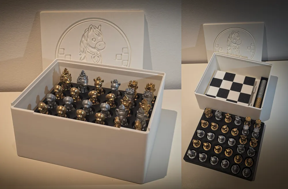 Cute Animals Chess & Checkers Storage Box - Free 3D Print Model ...