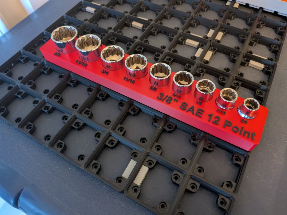 3/8" SAE 12 Point Gridfinity Socket Holder Remixed by DisownedPenny MakerWorld: Download Free 3D ...