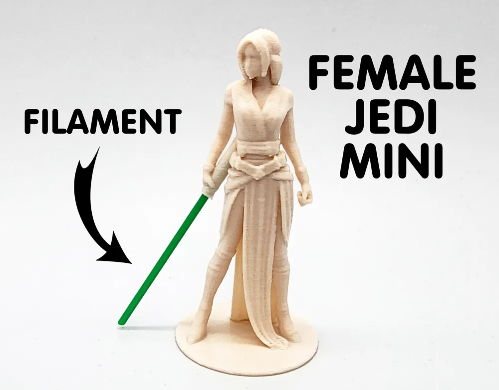 Female Jedi Miniature w/Filament Lightsaber - Free 3D Print Model ...