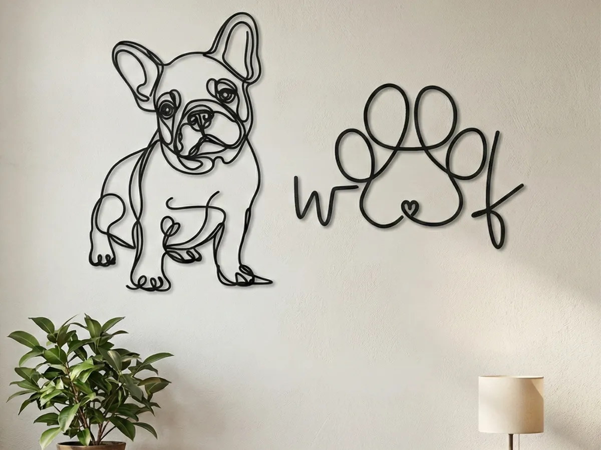 Minimalist "Woof" Paw Print - Line Wall Art - Free 3D Print Model ...