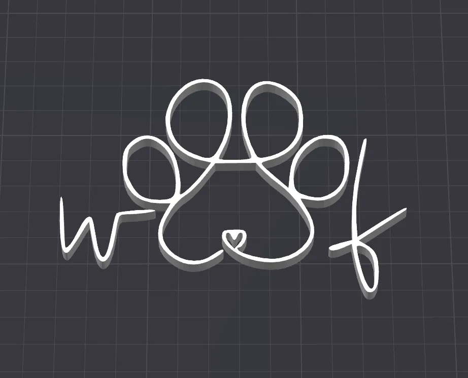 Minimalist "Woof" Paw Print - Line Wall Art - Free 3D Print Model ...