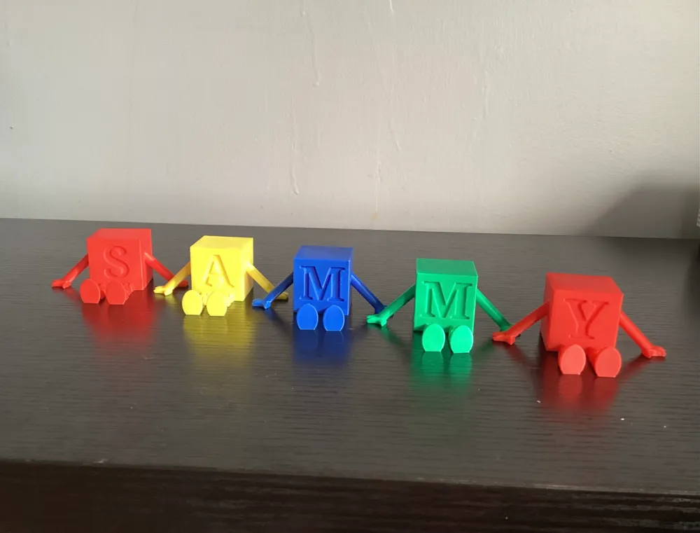 (A-Z) Articulated Block Buddy - Custom Name - Free 3D Print Model ...