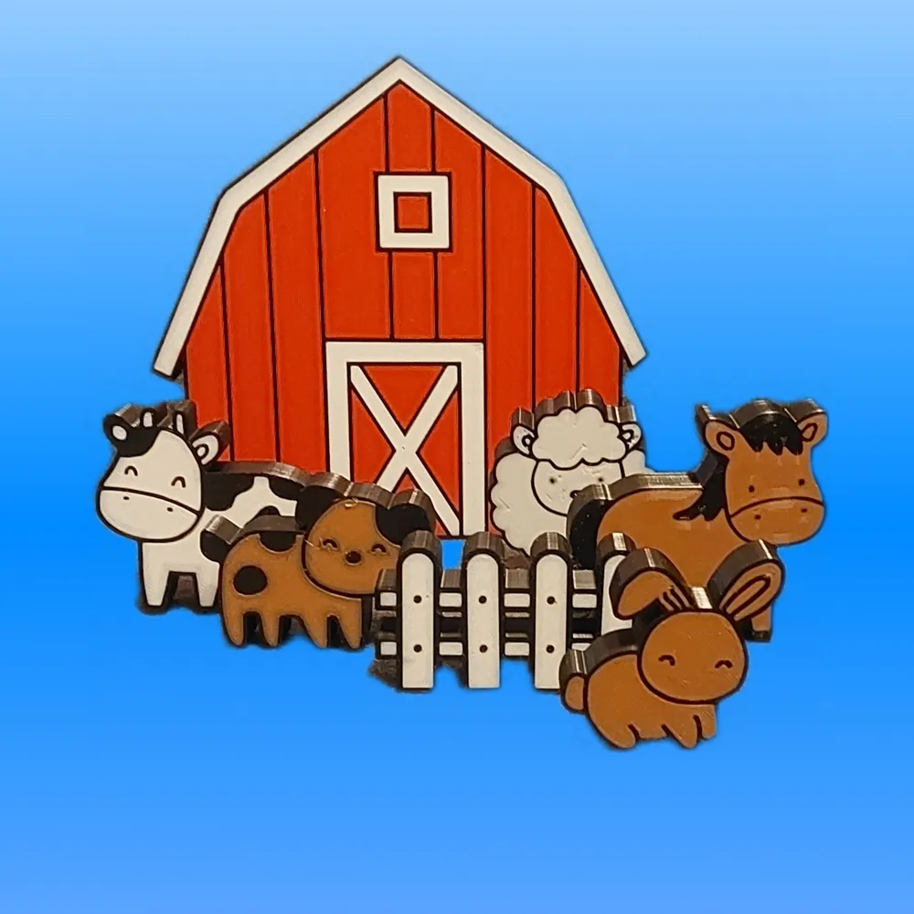 5 Animal Figures with House & Fence Toddler Toy - Free 3D Print Model ...