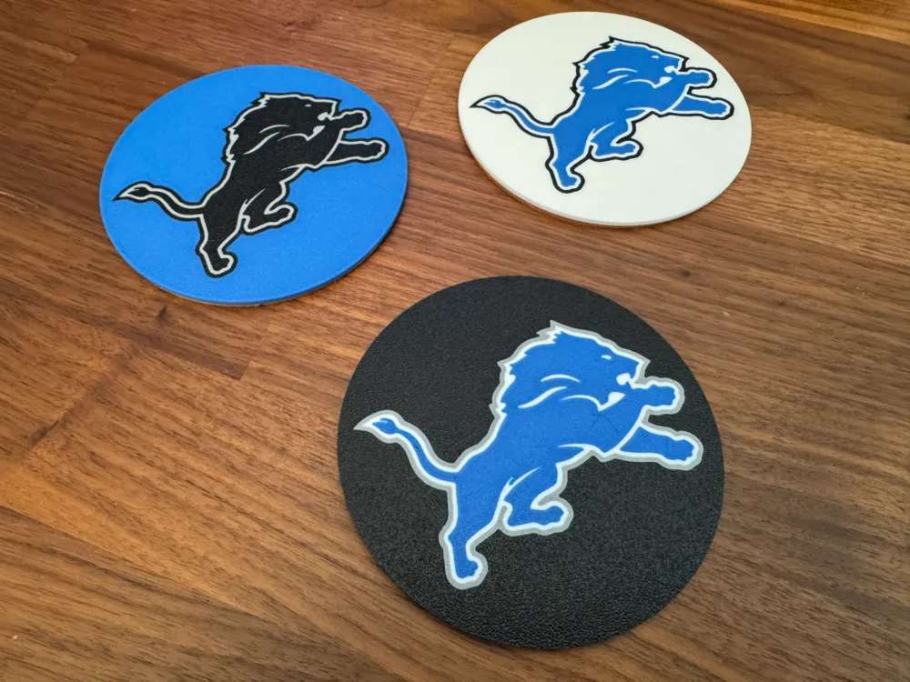 Detroit Lions Coaster (3 colors, cork backing) by Boundary Layer Design ...