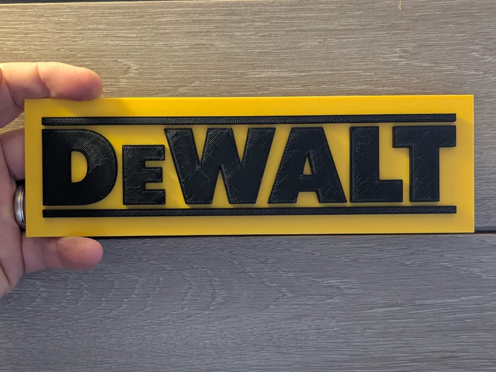 DeWalt logo sign plaque 2-sizes - Free 3D Print Model - MakerWorld