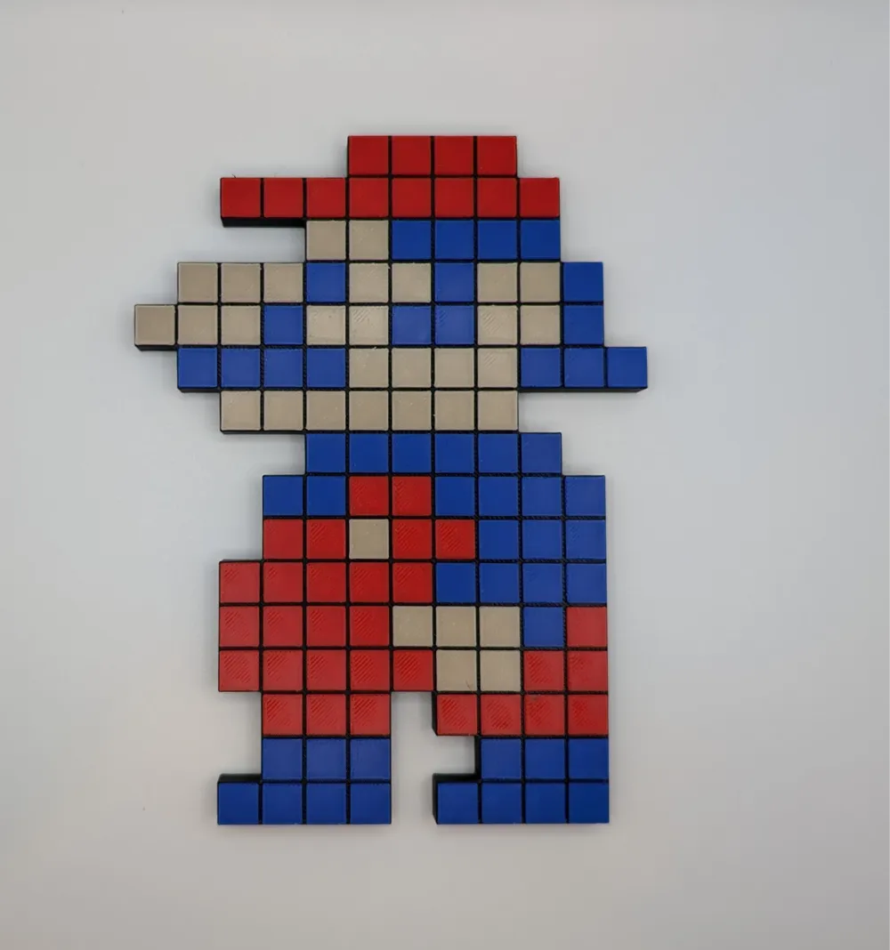 Pixel Art Model - Jumpman / Mario from Donkey Kong - Free 3D Print ...