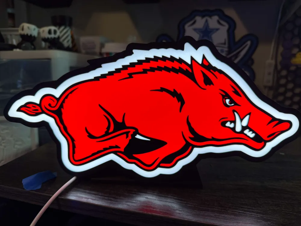 Arkansas Razorback v2 LED Lamp by Codyinbody3 MakerWorld: Download Free 3D Models