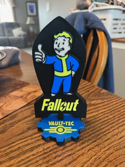 Fallout Vault Boy Nuke Sign with Vault Base by wrxguy43 - MakerWorld