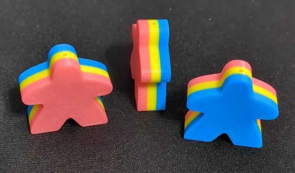 Meeple Keyfob - Rainbow by Cory IsaksonMakerWorld: Download Free 3D Models