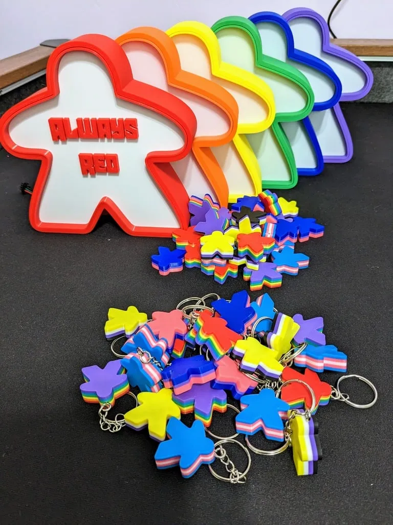 Meeple Keyfob - Rainbow by Cory Isakson - MakerWorld