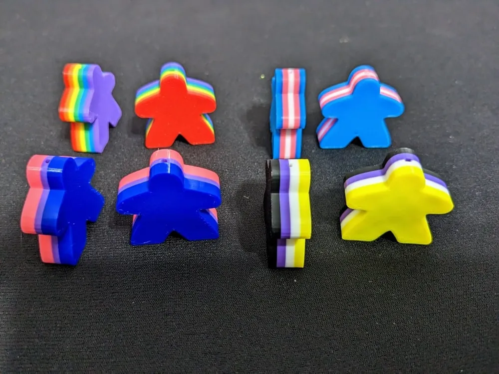 Meeple Keyfob - Rainbow by Cory Isakson - MakerWorld