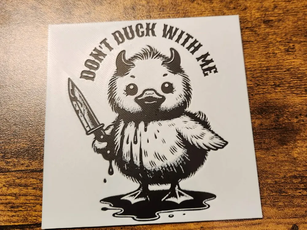 Coaster - Hueforge - Don't duck with me Horned - Free 3D Print Model ...